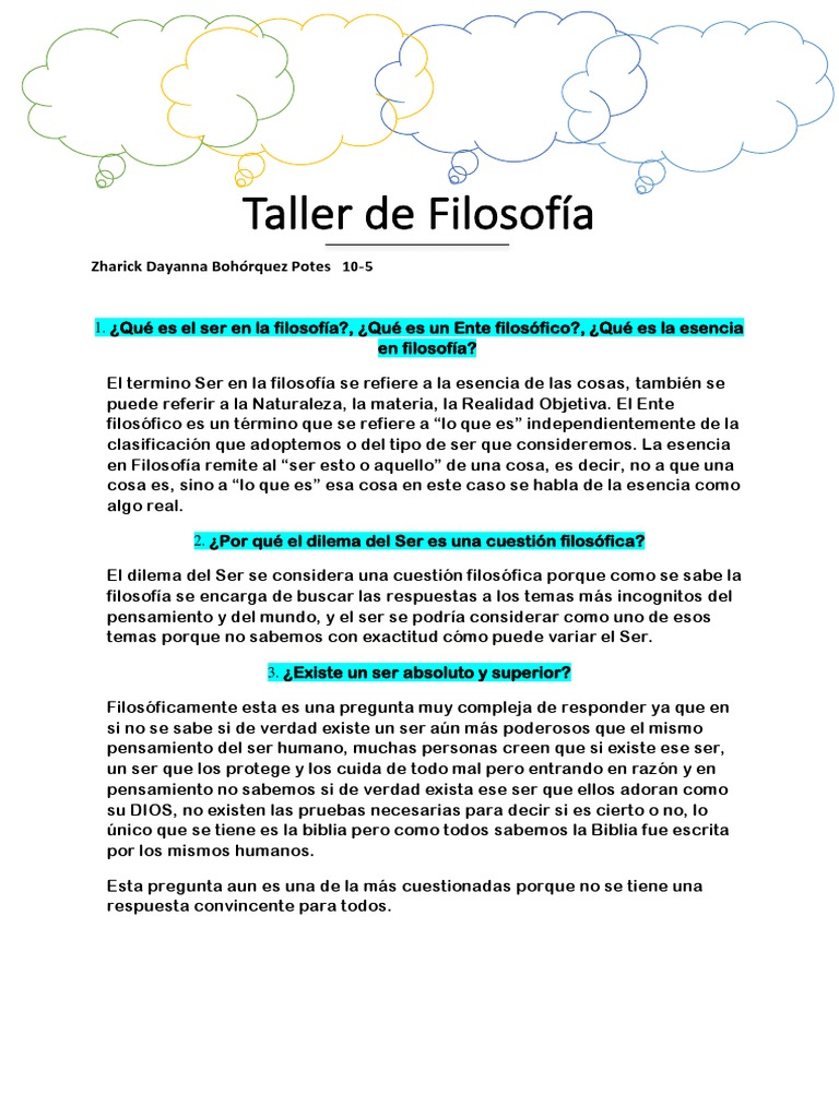 Taller de FilosofÃ - A N2 Zharick BohÃ Rquez 2 | PDF | Aristóteles ...