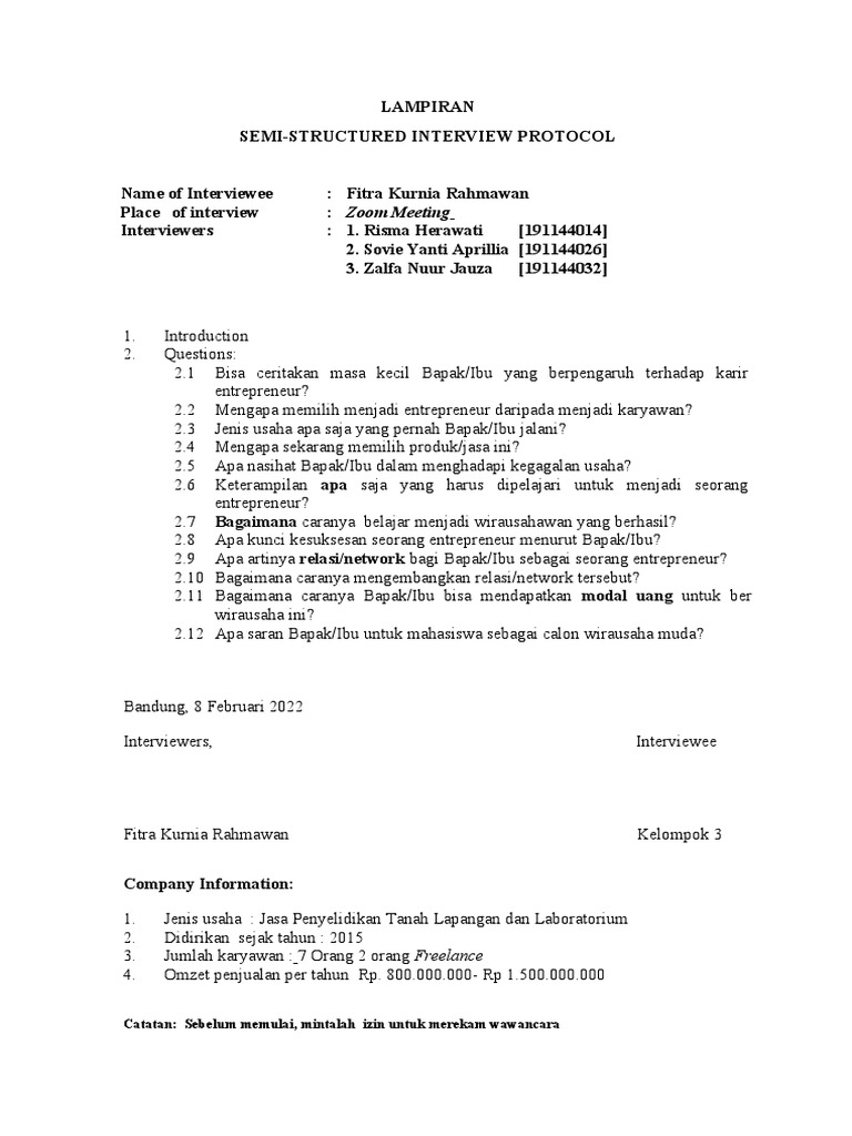 Interview Protocol | PDF