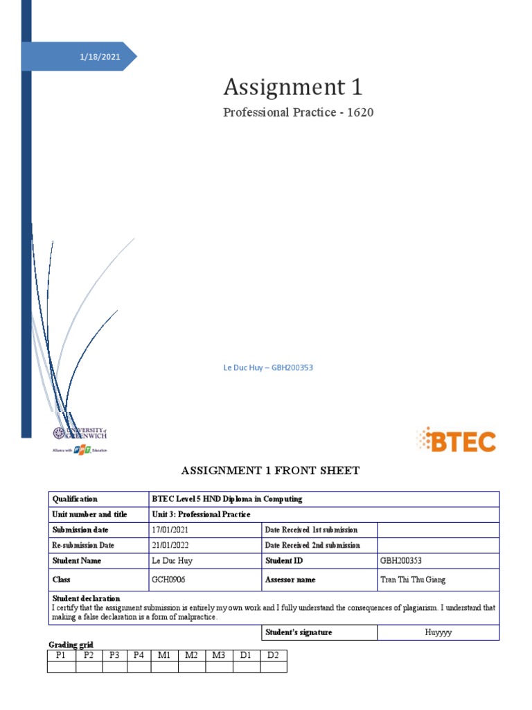 Asm 1 1620 Le Duc Huy | PDF | Communication | Nonverbal Communication