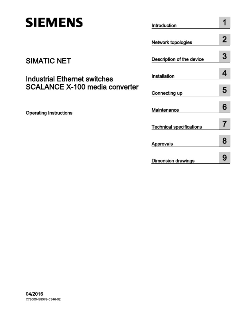 Simatic Net Industrial Ethernet Switches SCALANCE X-100 Media Converter ...