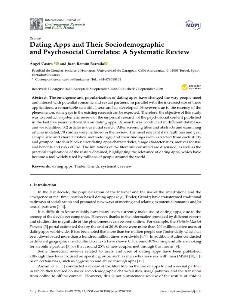 Dating Apps and Their Sociodemographic and Psychosocial Correlates: A ...