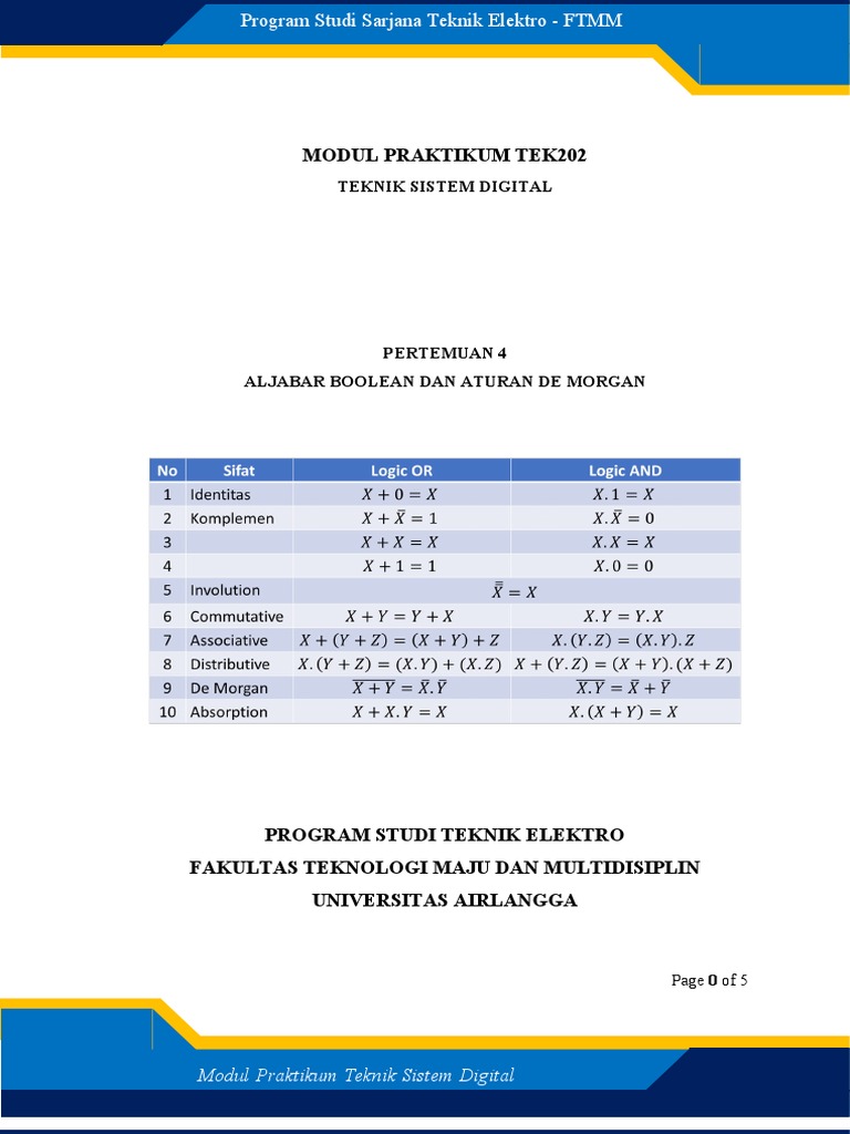 Aljabar Boolean dan De Morgan dalam Praktikum | PDF | Metode & Bahan ...
