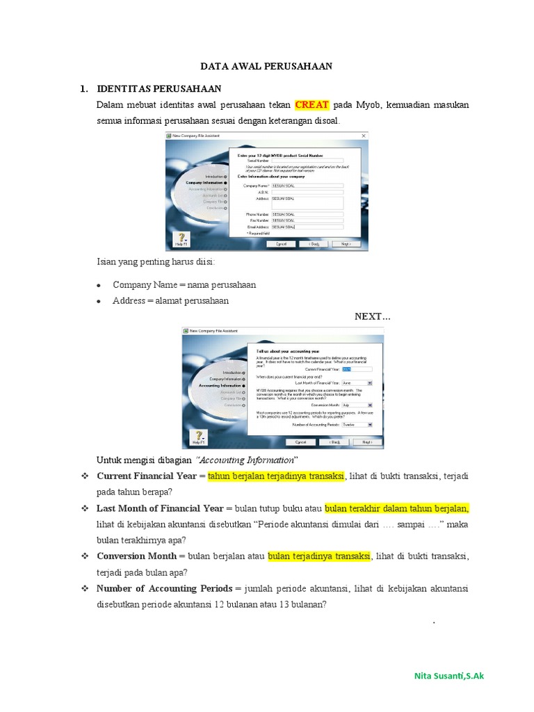 Panduan Pencatatan Awal MYOB | PDF