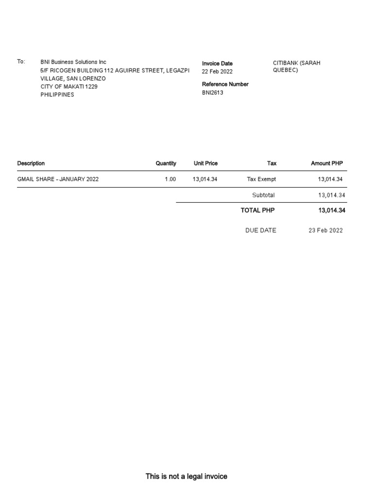 BNI Invoice Summary | PDF | Invoice | Value Added Tax