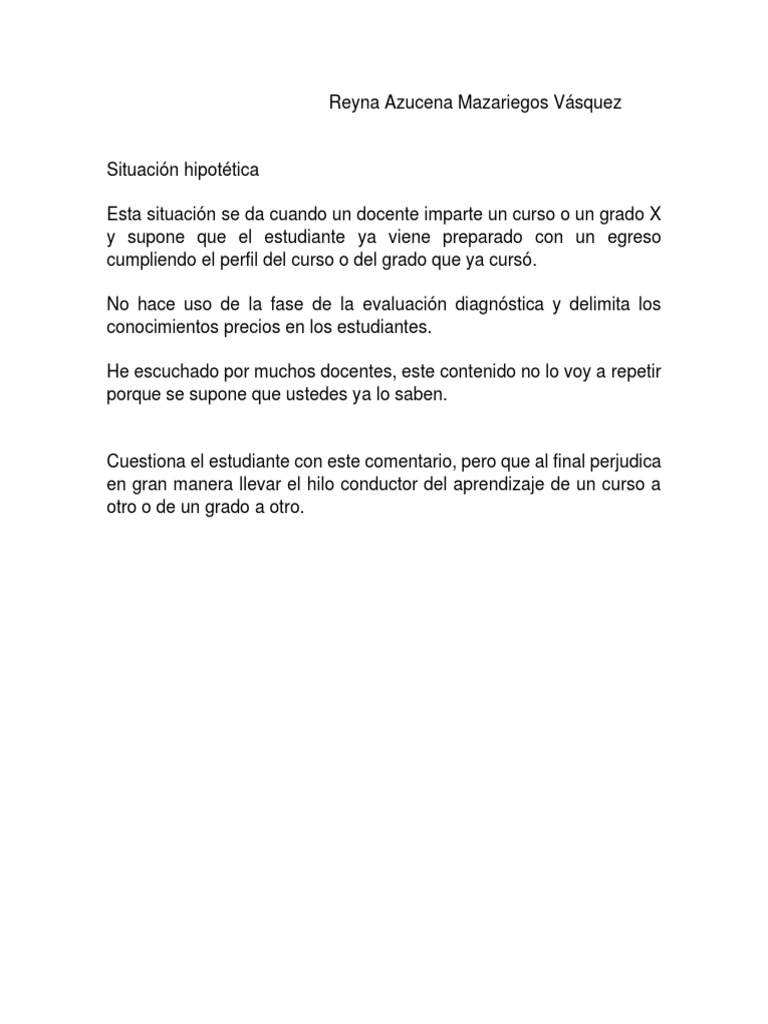 Situación Hipotética | PDF
