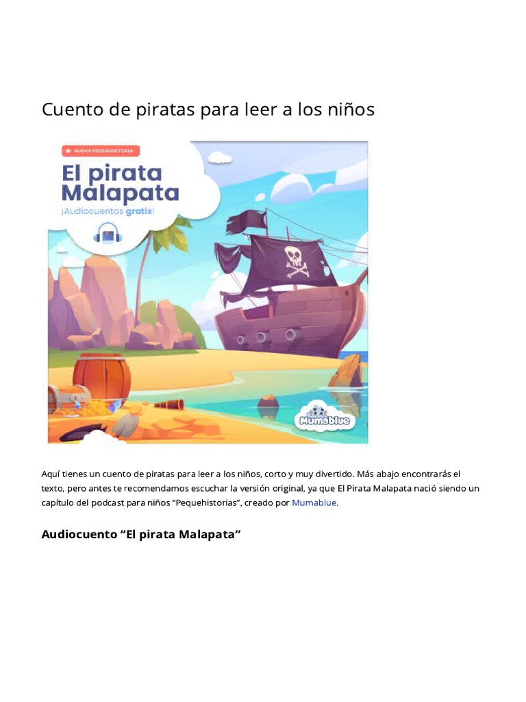 El Pirata Malapata: Aventura Infantil | PDF