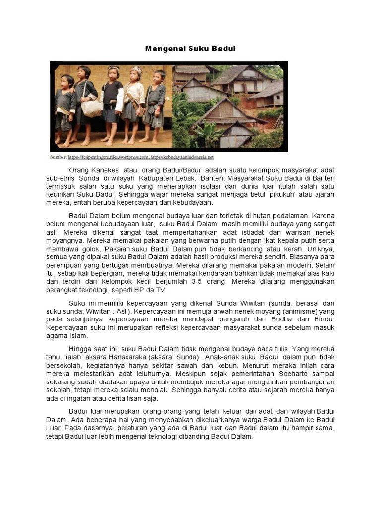 Mengenal Suku Badui | PDF | Ilmu Sosial | Agama & Spiritualitas