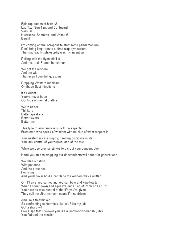 Epic Rap Battles of History | PDF | Laozi