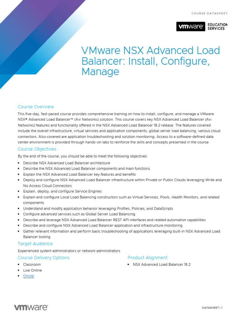 Vmware NSX Advanced Load Balancer: Install, Configure, Manage | PDF | Load Balancing (Computing ...