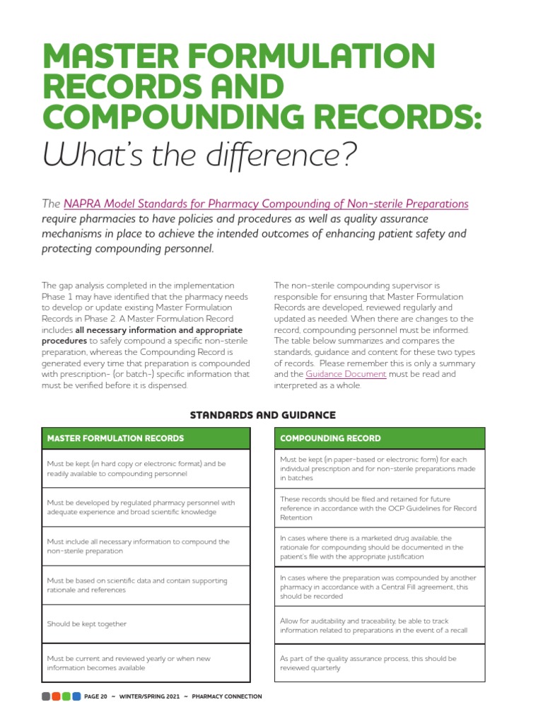 What's The Difference?: Master Formulation Records and Compounding ...