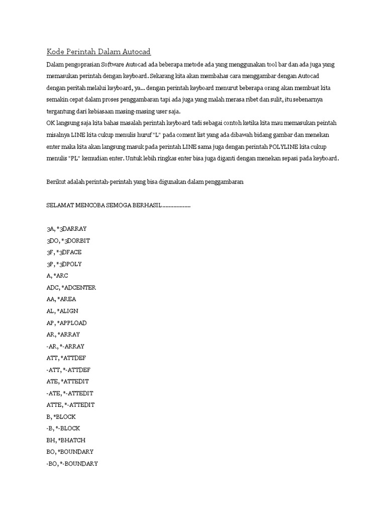 Kode Perintah Dalam Autocad | PDF | Komputer