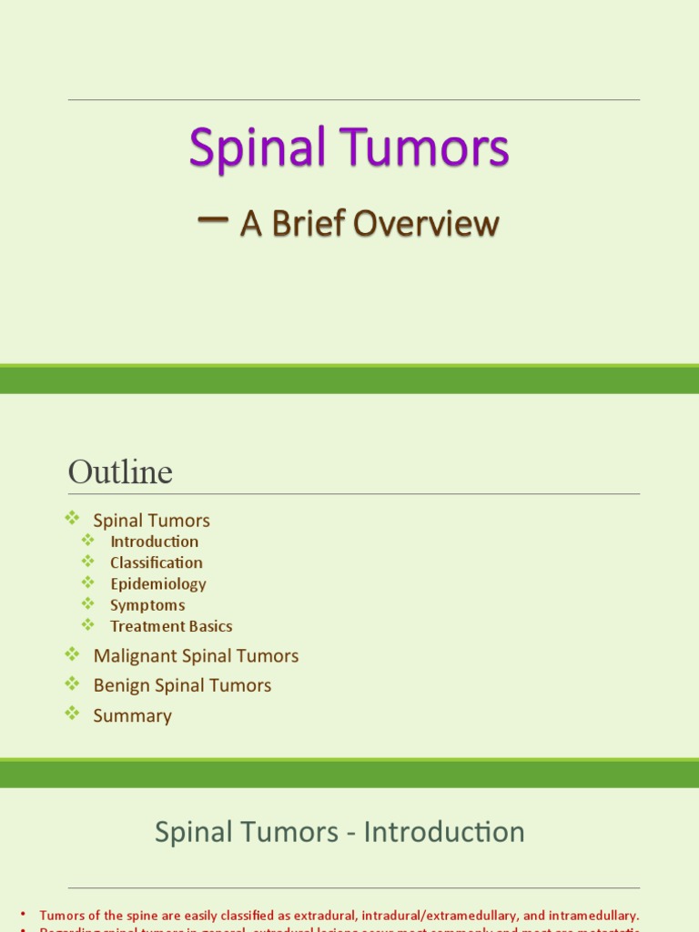 Spinal Tumors - A Brief Overview | PDF | Vertebral Column | Cancer