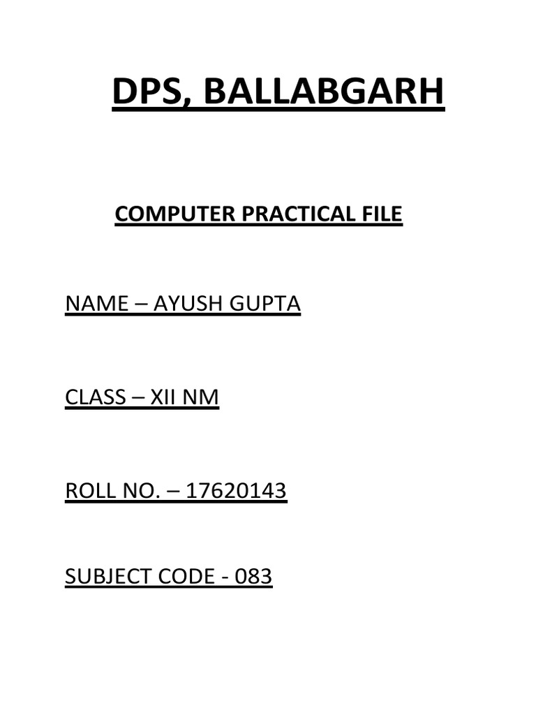Practical File Pdf Computer Programming Databases