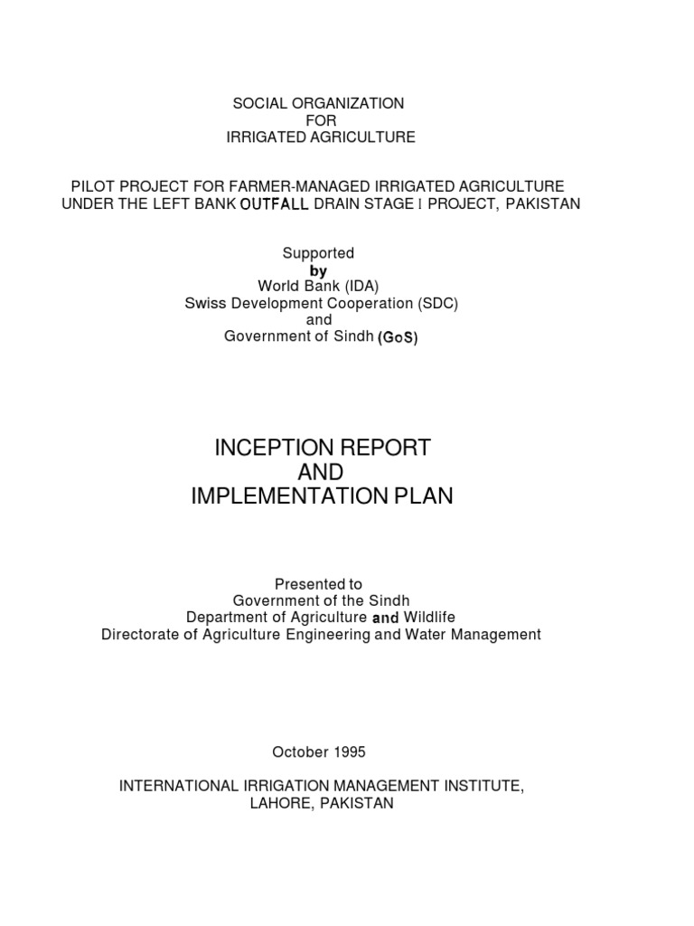 Inception Report AND Implementation Plan | PDF | Governance | Water