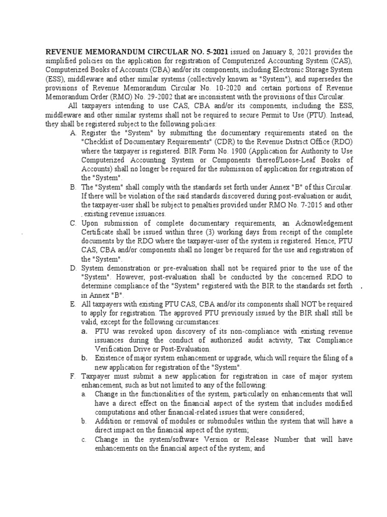 RMC No. 5-2021 | PDF | Application Software | Computing