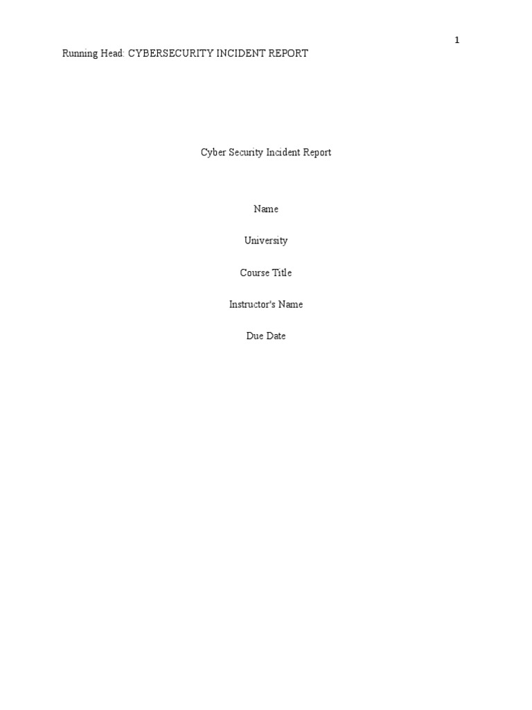 Cyber Security Incident Report | PDF | Computer Network | Security
