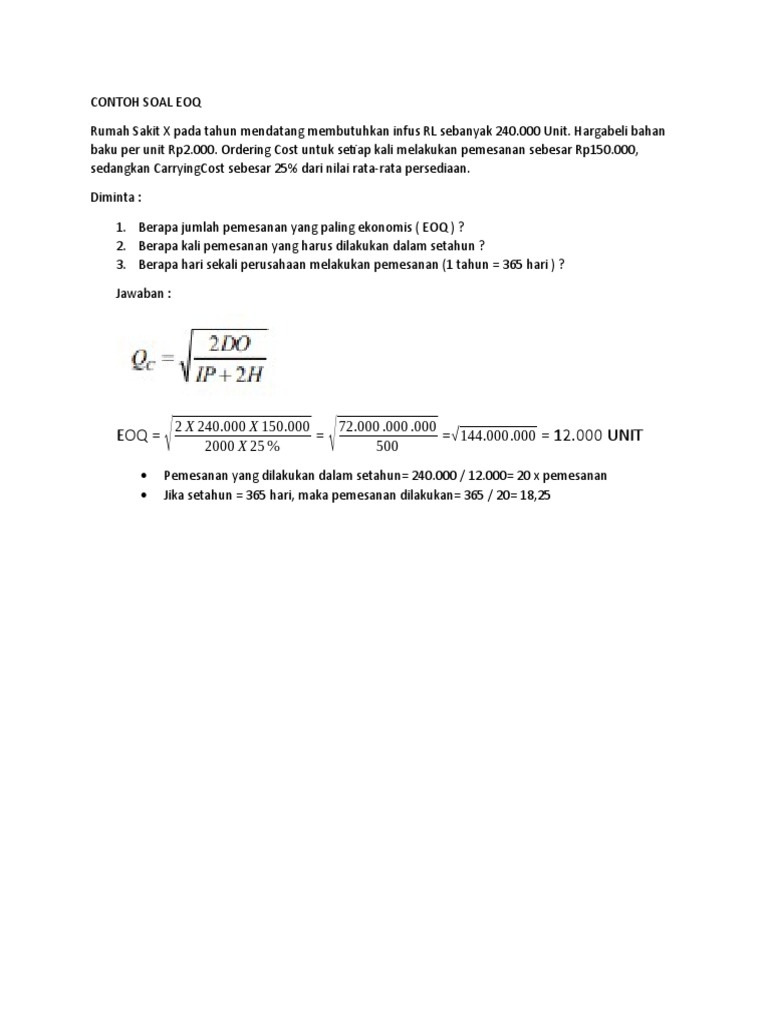 Contoh Soal Eoq | PDF