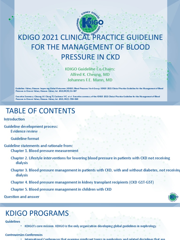KDIGO 2021 BP Guideline Speakers Guide | PDF | Chronic Kidney Disease ...