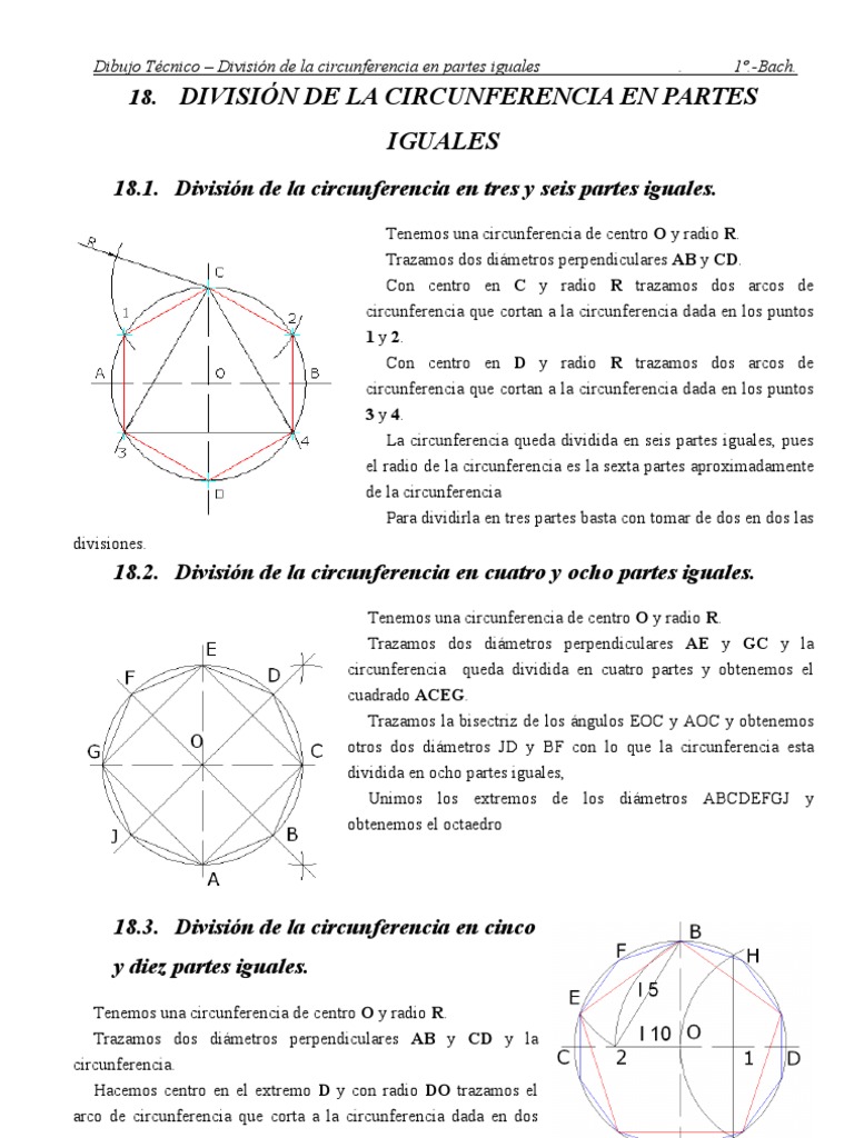 18 Division de La Circunferencia en Partes Iguales | Circulo | Formas ...