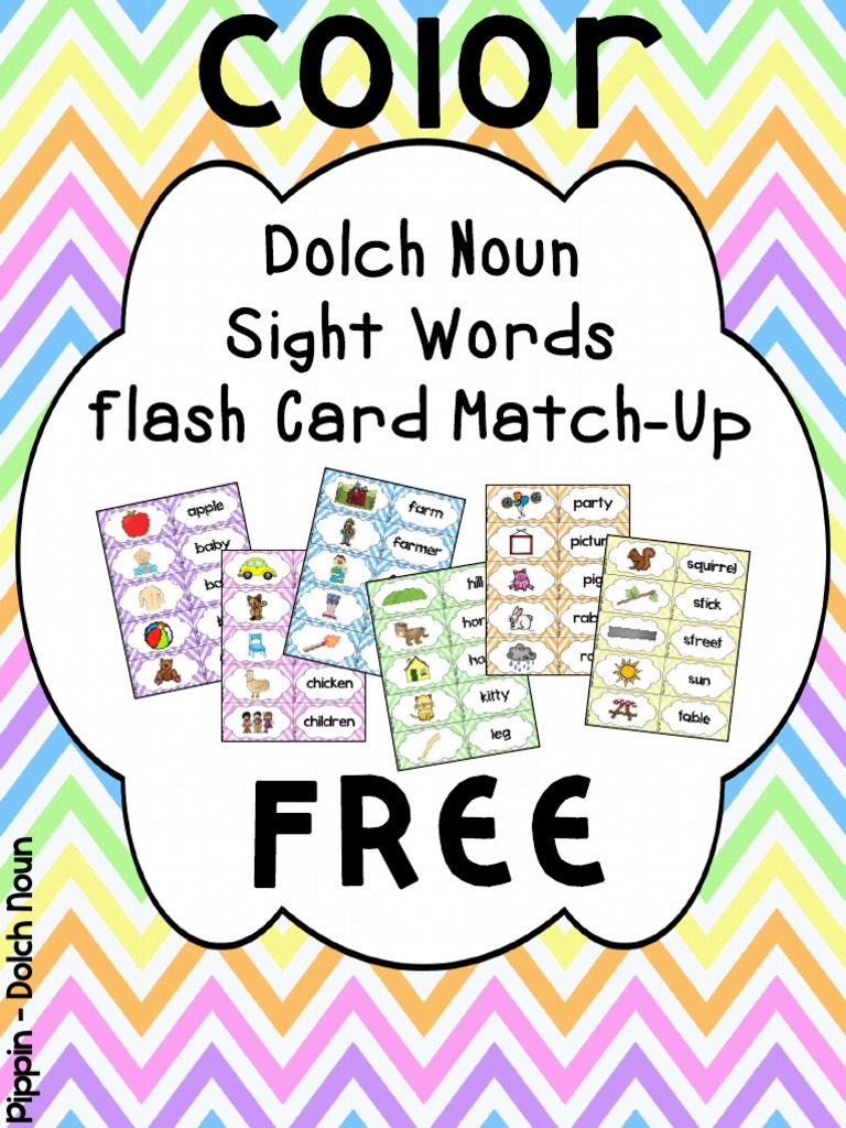 Dolch Noun Sight Words Flash Card Match-Up | PDF