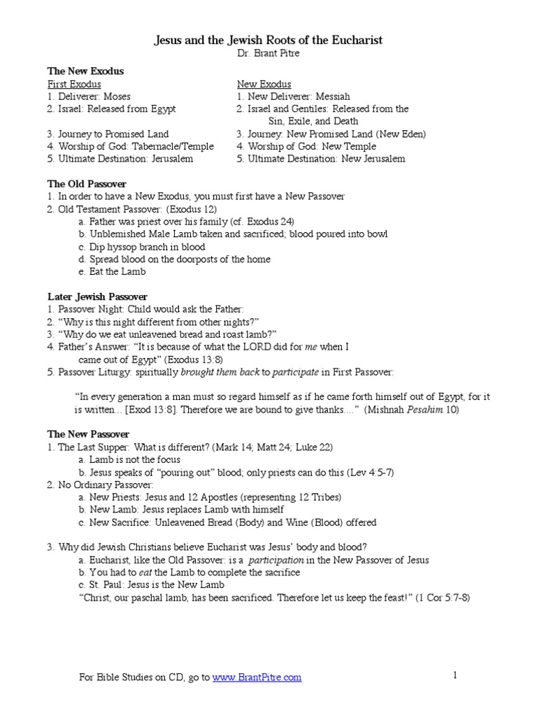 Jewish Roots of the Eucharist Explained | PDF | Passover | The Exodus