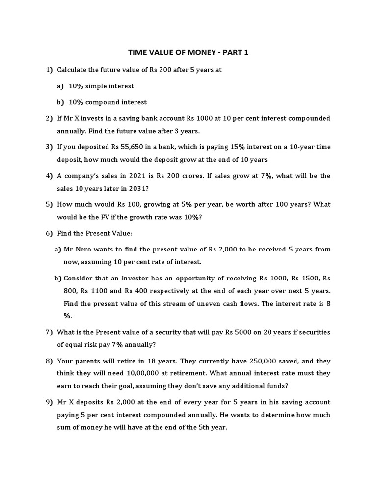 TVM Questions I | PDF | Present Value | Interest
