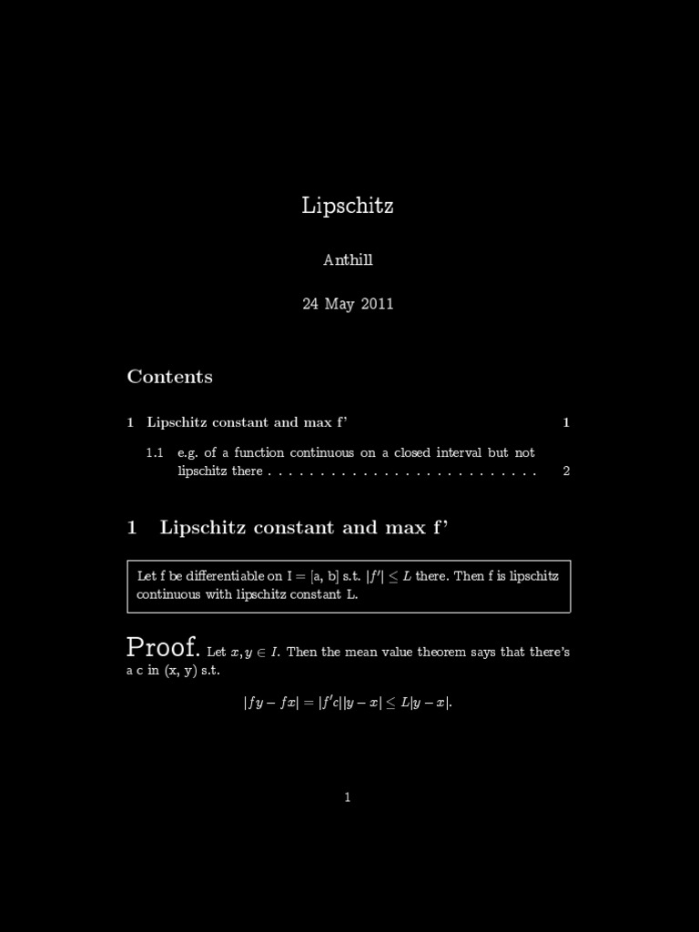 Lipschitz Continuity and Constants Explained | PDF