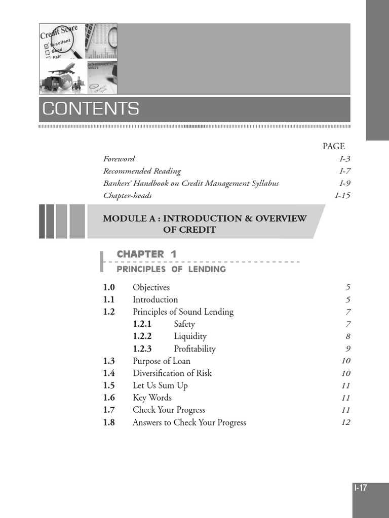 Foreword I-3 Recommended Reading I-7 Bankers' Handbook On Credit ...