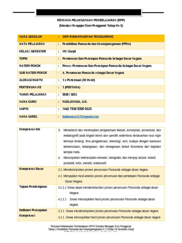 Contoh RPP Lengkap Penilaian Dan LKPD-dikonversi | PDF