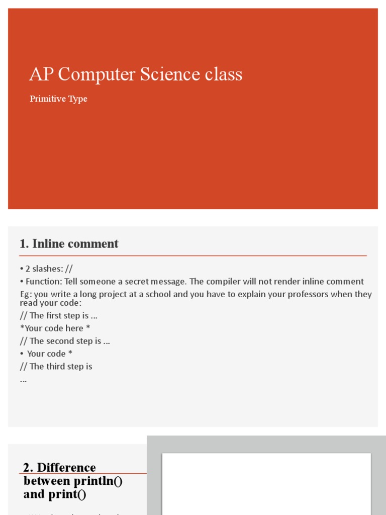 AP Computer Science Class: Primitive Type | Download Free PDF | Integer (Computer Science ...