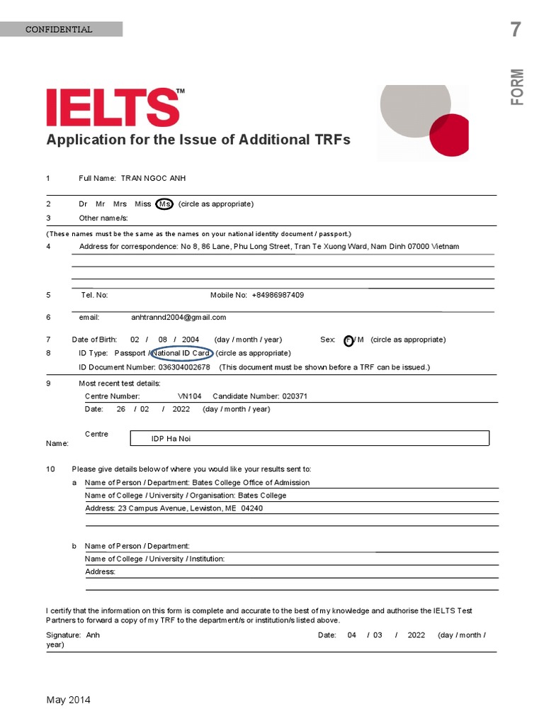 Application For The Issue of Additional TRFs (NEW) | PDF