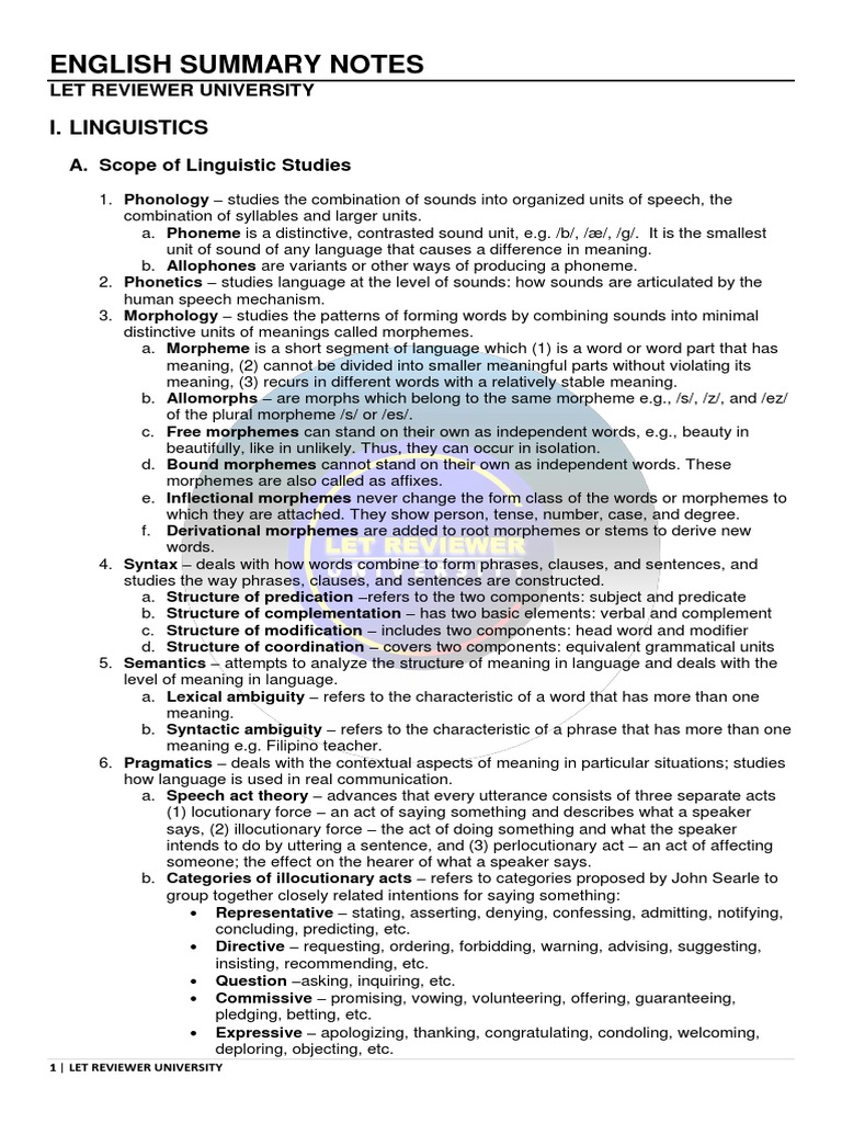 ENGLISH NOTE A | PDF | Language Acquisition | Learning