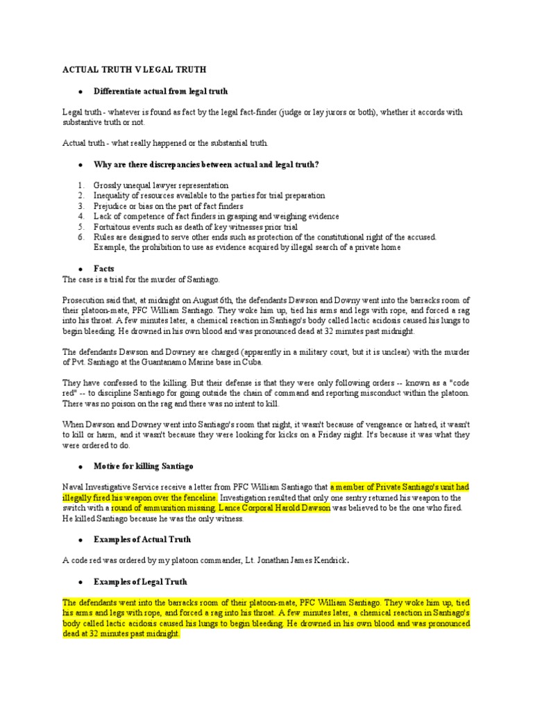 Actual Truth V Legal Truth | PDF | Trials | Justice