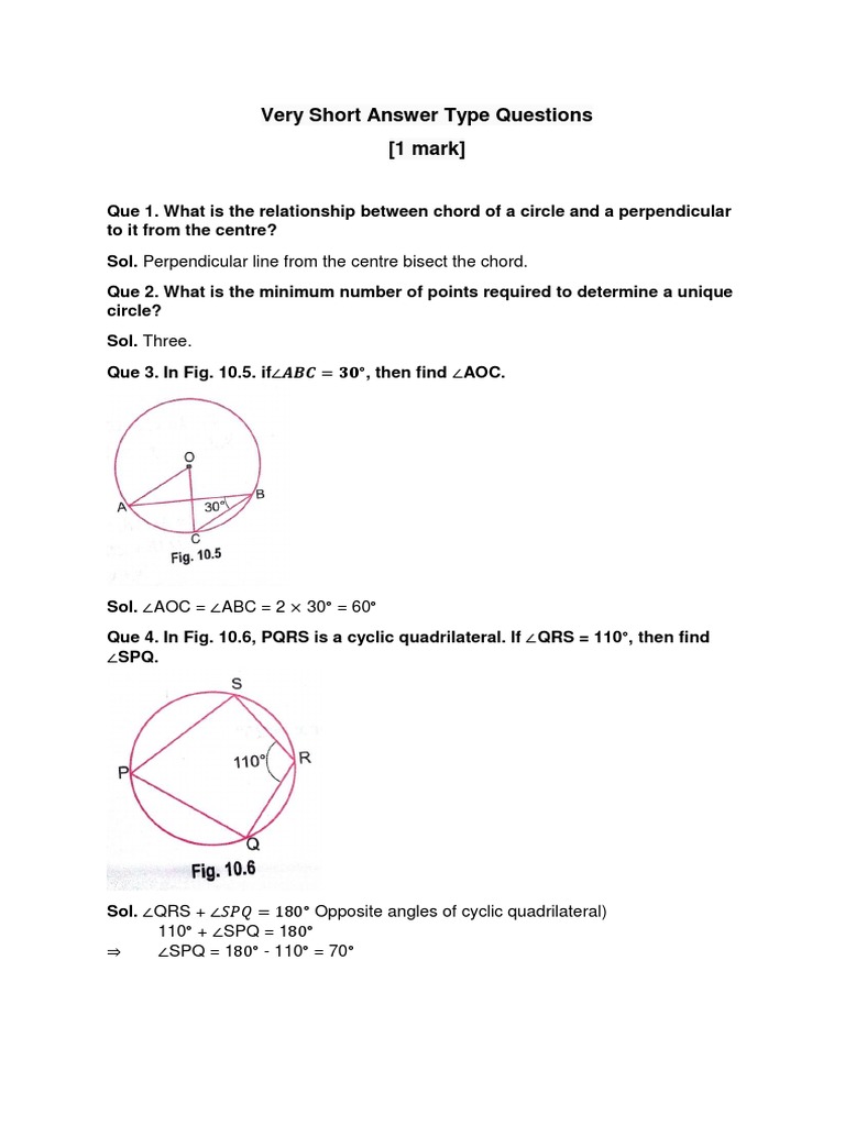 Xam Idea Maths Solutions Class 9 Chapter 10 Circles | PDF | Circle | Perpendicular