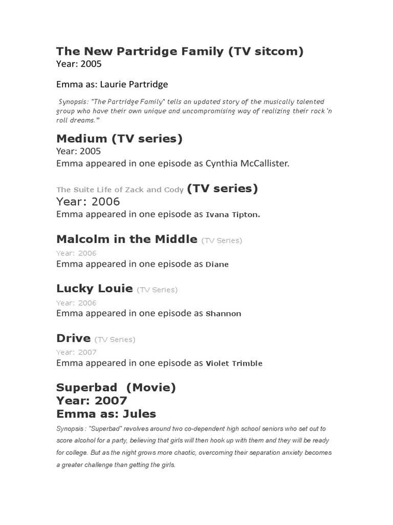 The New Partridge Family (TV Sitcom) : Year: 2005 Emma As: Laurie ...