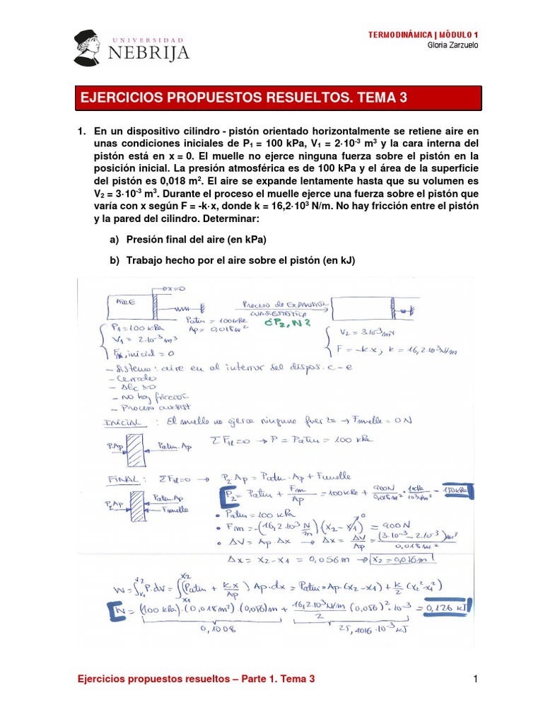 EP - Tema 3. Termodinámica - Ejercicios Propuestos Parte 1 RESUELTO UNIVERSIDAD | PDF | Gases ...