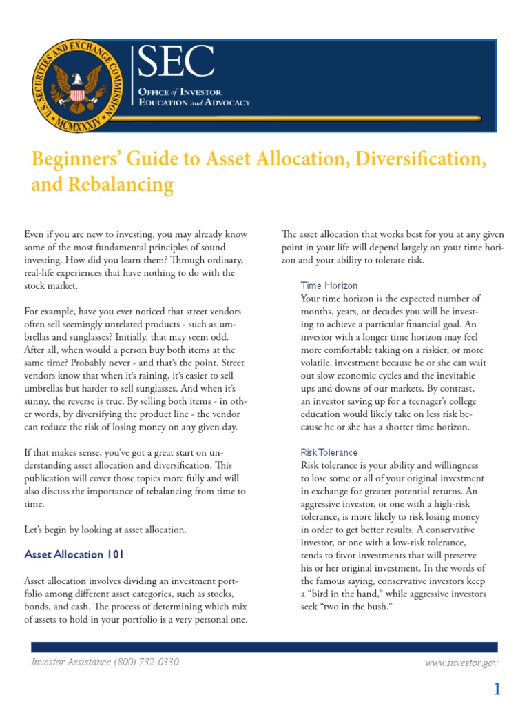 Beginners' Guide To Asset Allocation, Diversification, and Rebalancing ...