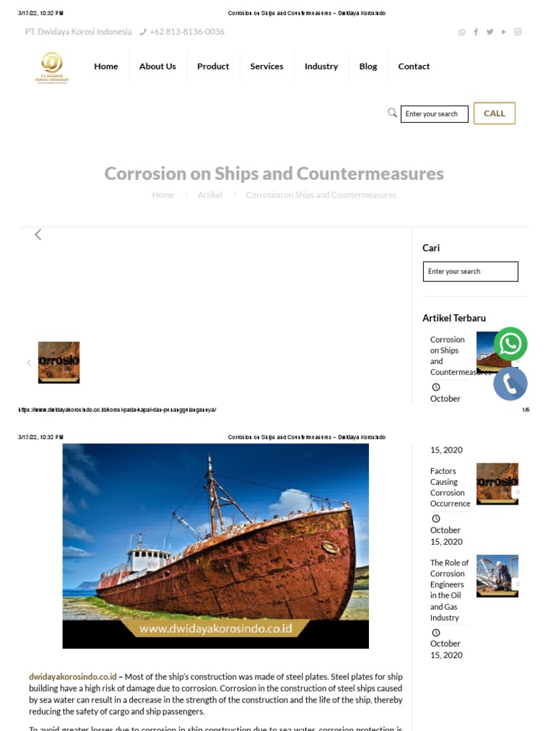 Corrosion On Ships and Countermeasures - Dwidaya Korosindo | PDF ...