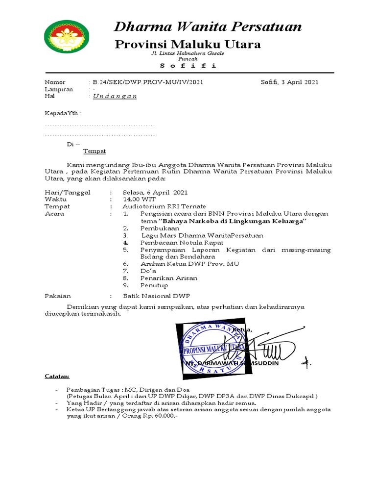 Undangan Pertemuan Rutin April Pdf