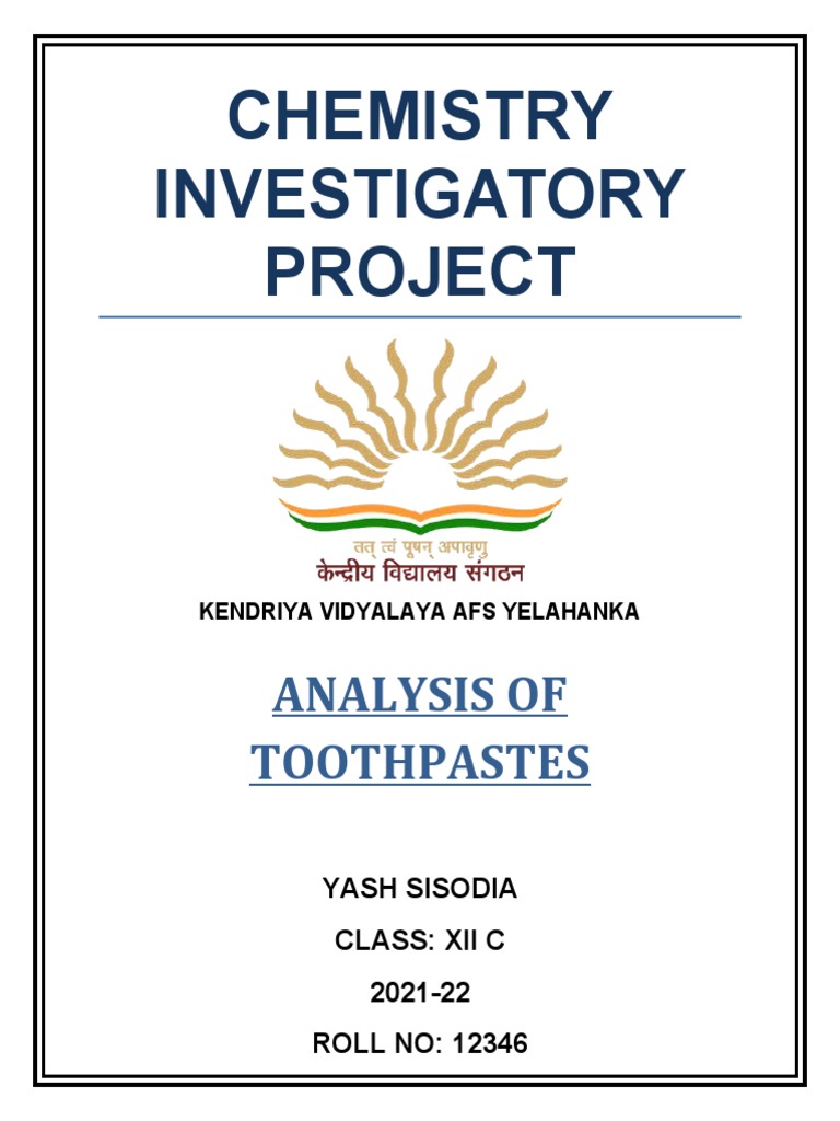 Chemistry Investigatory Project (Analysis of Toothpastes) | PDF ...