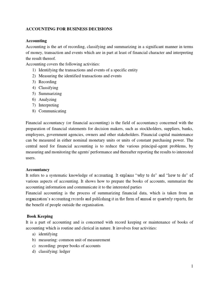 ABD - Financial Accounting Study Material 1 | PDF | Debits And Credits ...