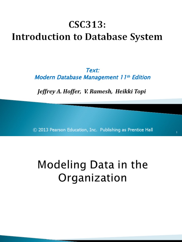 Jeffrey A. Hoffer, V. Ramesh, Heikki Topi: Text: Modern Database Management 11 Edition | PDF ...