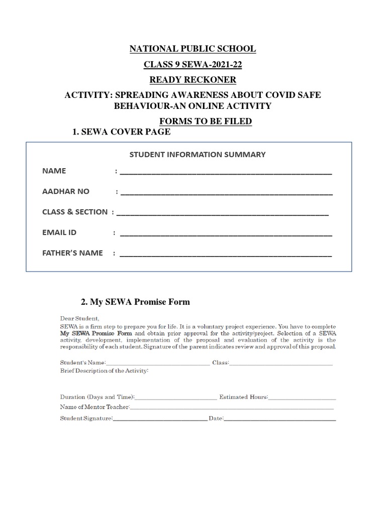 Sewa-Forms To Be Filled and Filed | PDF | Mentorship | Cognition