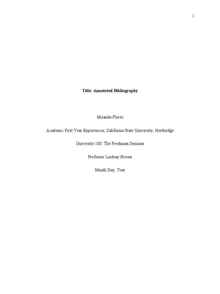 APA Sample Annotated Bibliography 7th Edition | PDF | Chicano ...