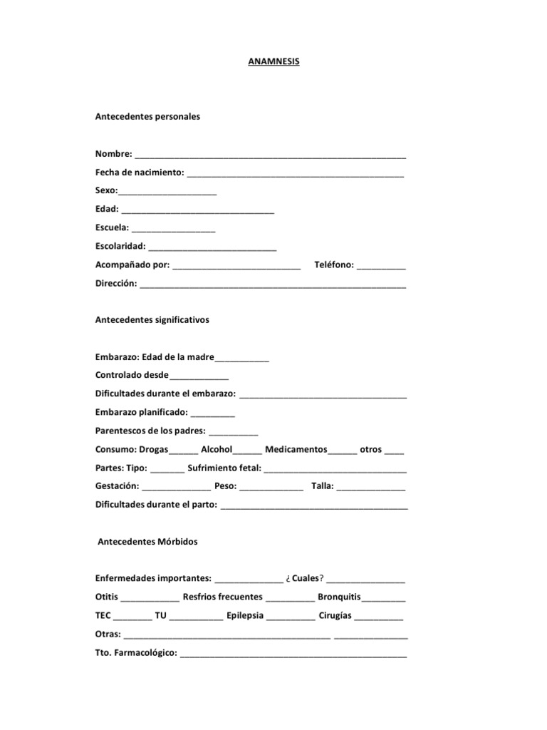 Anamnesis Niños Y Adultos Pdf C Lenguaje De Programación El