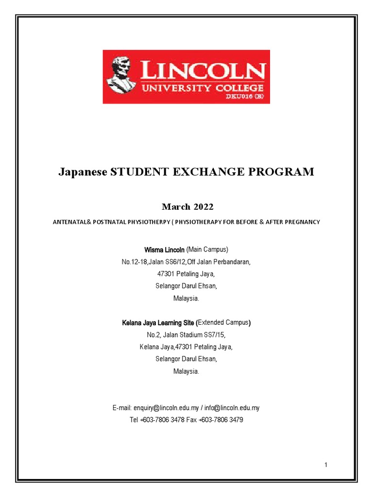 Student Exchange Program JAPAN 2022 | PDF | Self-Improvement | Wellness