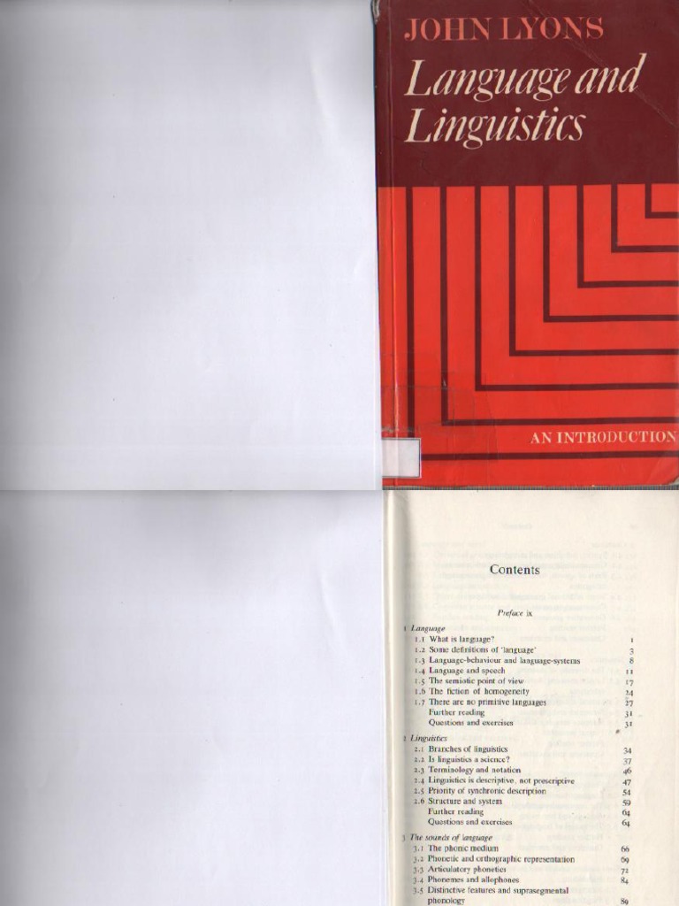 Language Linguistics Lyons | PDF
