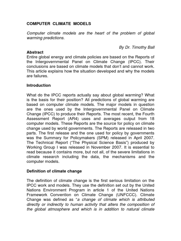 Computer Climate Models Are The Heart of The Problem of Global Warming ...