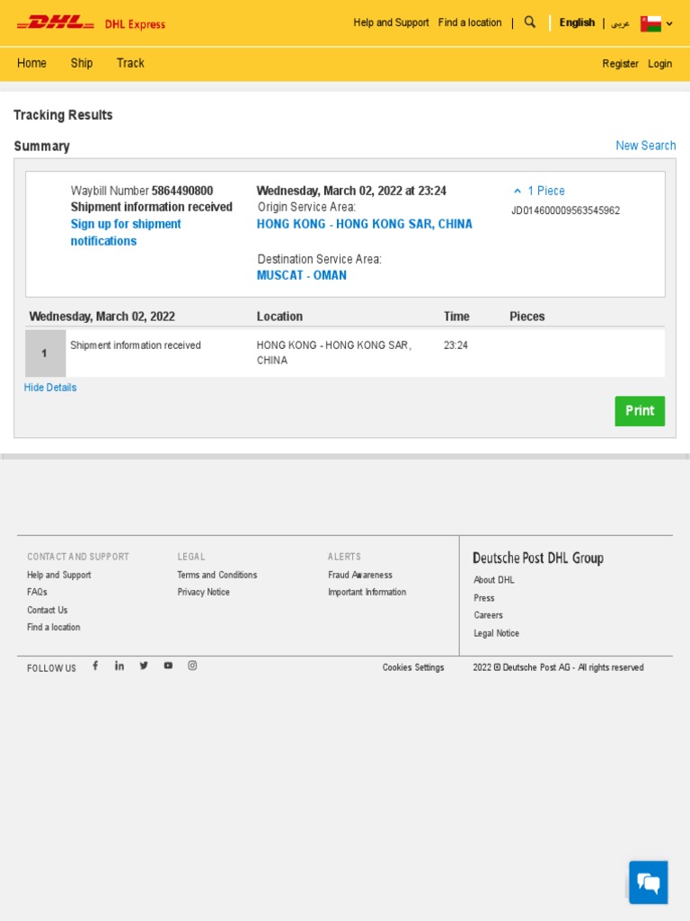 Tracking, Delivery Status For DHL Express Shipments MyDHL+ | PDF ...