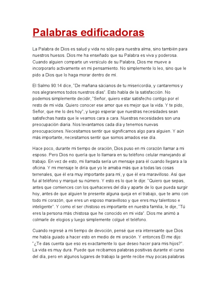Palabras Edificadoras | PDF | Amor | Oración